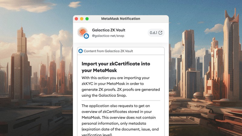 Galactica ZK Vault on the MetaMask Snaps Directory